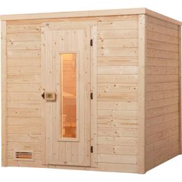Weka Sauna &raquo;Bergen&laquo; Set, 7,5 kW Bio-Ofen mit digitaler Steuerung beige Bio-Ofen, externe Steuerung, 7,5 kW