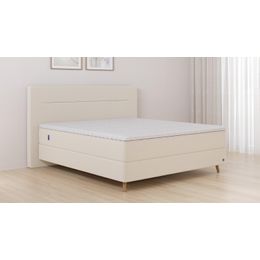 BRUNO Boxspringbett Premium 240x200cm in Beige | Matratzen-H&auml;rtegrad: Links H2 / Rechts H3 | mehrfach ausgezeichnet in Design & Qualit&auml;t