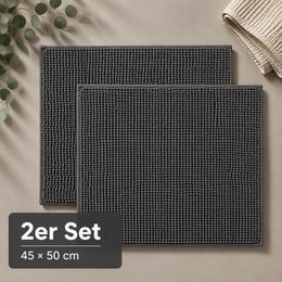 Badematte OTTO HOME, H:15mmanthrazit, Polyester, Badematten, "Vanessa Chenille Standard, Badvorleger, Badezimmer, Duschvorleger", Uni Farben,