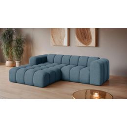 Ecksofa OTTO HOME, B:248cm H:72cm T:186cm, blau, 100% Polyester, Wohnzimmer, Sofas, "KALLIE L-Form, 248 cm - OTTO. Verl&auml;ssliche Qualit&auml;t.", Bubble