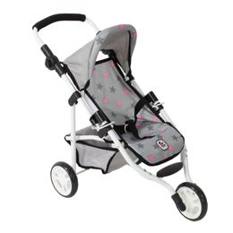 Bayer Chic 2000 CHIC2000 Kinder Puppenbuggy "Jogging-Buggy Lola", grau, Kunststoff, Metall, Stoff, B:33cm H:57cm T:70cm, Puppenwagen, mit klappbarem Verdeck
