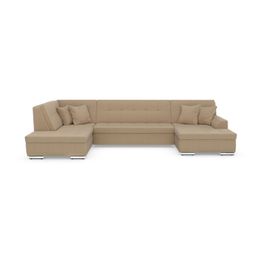 Wohnlandschaft DOMO collection, B:364cm H:83cm T:201cm, braun, 95% Polyester, 5% Polyamid, Sofas, "TREVISO inkl. Zierkissen, moderne Steppung, XXL: