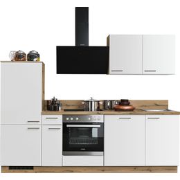 K&uuml;chenzeile KOCHSTATION, B:260cm T:60cm, wei&szlig;, Komplettk&uuml;chen-Sets, "KS-Scafa, mit h&ouml;henverstellbaren F&uuml;&szlig;en, vormontiert, mit", Soft-Close, wahl. mit