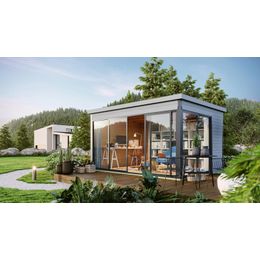 Gartenhaus Lasita Maja, grau, Holzwerkstoff, Gartenh&auml;user, "DOMEO 4", in verschiedenen Farben