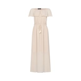 CLOUD 5IVE Damen A-Linien-Kleid "CLOUD 5IVE Offshoulder Maxi Dress", beige, Gr. S, unifarben, 100% Polyester, Kleider
