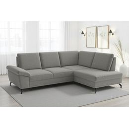 Sit & More Ecksofa SIT & MORE, B:249cm H:89cm T:190cm, grau, 100% Polyester, Wohnzimmer, Sofas, "Chelsea L-Form, B: 264 cm, mit Armteil-&