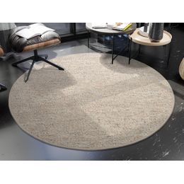 Teppich, H:12mm &Oslash;:250cm, beige, OCI DIE TEPPICHMARKE, Wolle, Wohnzimmer, Teppiche, "FAVORIT, Wendeteppich, auch als L&auml;ufer und Rund", Handweb-Teppich