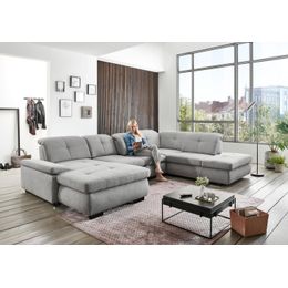 Ecksofa DIE PLANBAR, B:371cm H:85cm T:195cm, silber, 85% Polyester;15% Nylon, Wohnzimmer, Sofas, "MP-IN16012 U-Form, mit Federkern-Polsterung", inkl.