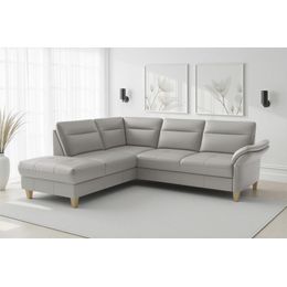 Sit & More Ecksofa SIT & MORE, B:218cm H:90cm T:212cm, grau, Wohnzimmer, Sofas, "Pamela L-Form, Leder, B: 218 cm", optional Armteilverstellung, Schlaffunktion &
