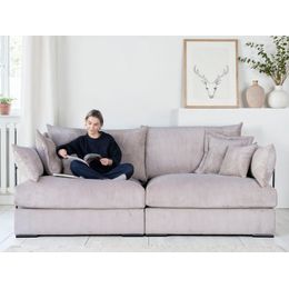 Big-Sofa Home Affaire, B:247cm T:123cm, beige, 100% Polyester, Sofas, "Casa XXL, B: 247 cm", 4 Zierkissen, Mega-Sofa, in Cord oder Chenille-Struktur,