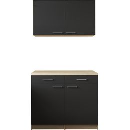 Mehrzweckschrank-Set respekta, B:100cm H:200cm T:60cm, schwarz, Kastenm&ouml;bel-Sets, "Merle", Breite 100 cm, Soft-Close, Griffe aus Metall, 85 cm
