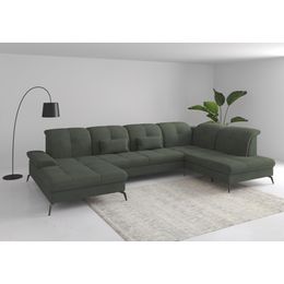 Sit & More Wohnlandschaft SIT & MORE, B:357cm H:90cm T:231cm, gr&uuml;n, 90% Polyester, 10% Polyamid, Sofas, "Amica, U-Form, inkl. Sitztiefenverstellung und