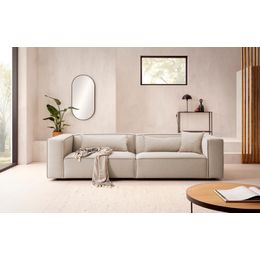 3-Sitzer, B:275cm H:66cm T:101cm, beige, LeGer Home by Lena Gercke, 100% Polyester, Sofas, "PIARA, Struktur u. Leinenoptik, Sofa mit Kedernaht",