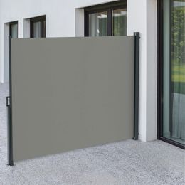 Seitenmarkise / Seitenzugmarkise 2000 | 1,6x3 m | Stoff: Uni, beige | Gestell: anthrazit | paramondo Vertikalmarkise / Sichtschutz ausziehbar