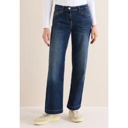 Cecil Damen Straight-Jeansmid blau used wash, Gr. 36, unifarben, Jeans, 82% Baumwolle, 15% Polyester, 3% Elasthan, Jeans, 5-Pocket-Style