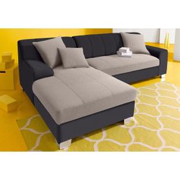 Ecksofa DOMO collection, B:239cm H:75cm T:152cm, braun, Wohnzimmer, Sofas, "TURAH 239x152 cm, inkl. Zierkissen, moderne Steppung", mit Bettfunktion,