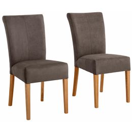 4-Fu&szlig;stuhl Home Affaire, B:47cm H:93cm T:64cm, braun, Massivholz, St&uuml;hle, "Queen Polsterstuhl", verschiedene Bez&uuml;ge, Gestell Massivholz