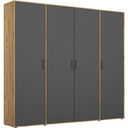 Kleiderschrank Rauch, B:187cm H:194cm T:53cm, grau, Holzwerkstoff, Kinderzimmer, Schr&auml;nke, "VOYAGER Garderobe W&auml;scheschrank Schlafzimmer", mit 2