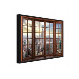 WALLARENA Bild mit Rahmen 3D-Fenster in Beige | Gr.: 40 x 30 cm