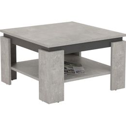 Couchtisch Hela, B:68cm H:41cm T:68cm, grau, Wohnzimmer, Tische, "TIM", mit Ablageboden, quadratisch oder rechteckig