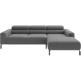 Ecksofa Home Affaire, B:258cm H:71cm T:183cm, grau, 100% Polyester, Wohnzimmer, Sofas, "Ecksofa, L-Form, incl. Kopfteilverstellung, Breite 258 cm",
