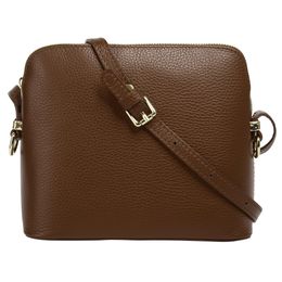CLUTY Damen Umh&auml;ngetasche, braun, Leder, unifarben, Taschen, echt Leder, Made in Italy