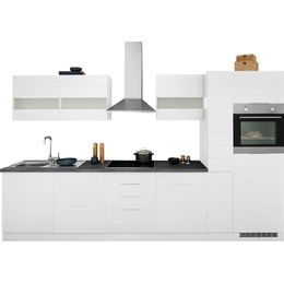 K&uuml;chenzeile KOCHSTATION, B:330cm T:60cm, wei&szlig;, Komplettk&uuml;chen-Sets, "KS-Luhe", 330 cm breit, wahlweise mit oder ohne E-Ger&auml;ten, gefr&auml;ste MDF-Fronten