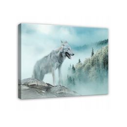 WALLARENA Leinwandbild Wolf in Blau | Gr.: 40 x 30 cm