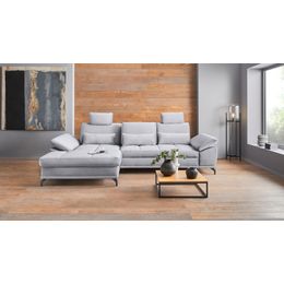 Ecksofa OTTO HOME, B:301cm H:89cm T:176cm, grau, 100% Polyester;Samtoptik (100% Polyester), Wohnzimmer, Sofas, "Costello L-Form, B: 301cm, Sitztiefen