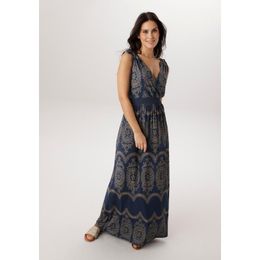 Aniston Selected Damen Aniston SELECTED Sommerkleid mit breiten Tr&auml;gern zum Raffen blau 42, N-Gr