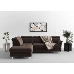 Sit & More Ecksofa SIT & MORE, B:252cm T:216cm, braun, 98% Polyester, 2% Polyamid, Wohnzimmer, Sofas, "Marano L-Form", inklusive Kopfteilverstellung, optional