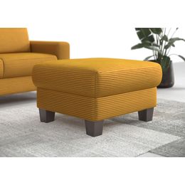 Polsterhocker OTTO HOME, B:77cm H:48cm T:67cm, gelb, 100% Polyester, Hocker, "Summer", inkl. Stauraum, Cord-Bezug, wengefarbene Holzf&uuml;&szlig;e