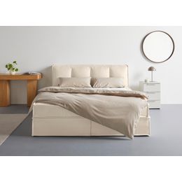 Boxspringbett, B:190cm L:230cm, beige, LeGer Home by Lena Gercke, 100% POLYESTER (PES), Komplettbetten, "Addyson", Boxspringbett inkl. Topper, 2