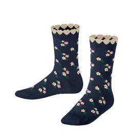 Falke Damen Socken "Ditsy Flowers", Gr. 35, blau, Obermaterial: 74% Baumwolle CO. 24% Polyamid PA. 2% Elasthan EL., glatt, Socken