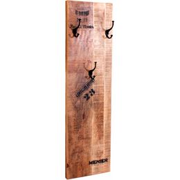 Garderobenpaneel Sit, beige, Massivholz, Garderobenpaneele, "RUSTIC aus Mangoholz mit 4 Doppelhaken", Acht Aufh&auml;ngem&ouml;glichkeiten durch 4 praktische