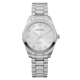 Jacques Lemans Damen Quarzuhr "Derby Diamond", silber, Armbanduhren, Armbanduhr, Damenuhr, Edelstahlarmband, Lab Grown