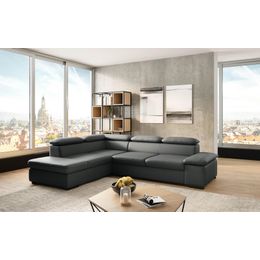 Sit & More Ecksofa SIT & MORE, B:272cm H:73cm T:226cm, grau, NaturLEDER, Wohnzimmer, Sofas, "Alcudia L-Form, modernes Design, Breite 272cm, Liegefl. 196x124cm",