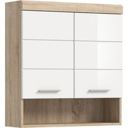 H&auml;ngeschrank Welltime, B:74cm H:79cm T:24cm, wei&szlig;, Holzwerkstoff, Badezimmer, Schr&auml;nke, "SIENA, Breite 74cm, 2 T&uuml;ren, 1 offenes F&auml;cher, MDF-Front",