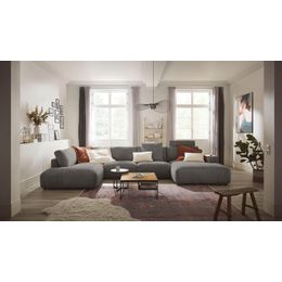 Wohnlandschaft Musterring, B:434cm H:81cm T:204cm, grau, Sofas, "Lucia bequem und viel Platz, U-Form", Verschiedene Farben, Cord-Bezug, Gesamtbreite