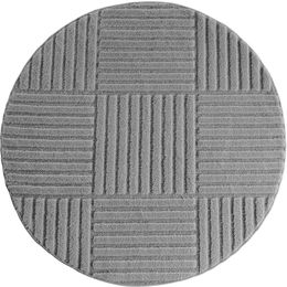 Teppich, H:8mm &Oslash;:120cm, grau, Ayyildiz Teppiche, Wohnzimmer, Teppiche, "ART 1123 , auch als L&auml;ufer und in Rund erh&auml;ltlich", Boho Design, 3D Optik,