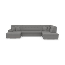 Wohnlandschaft DOMO collection, B:364cm H:83cm T:201cm, grau, 95% Polyester, 5% Polyamid, Sofas, "TREVISO inkl. Zierkissen, moderne Steppung, XXL: