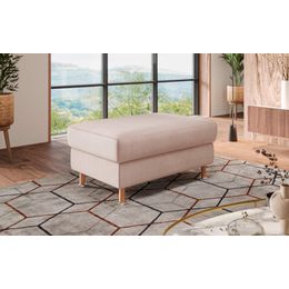 Polsterhocker OTTO HOME, B:100cm H:48cm T:65cm, beige, 100%Polyester, Hocker, "Calypso", Holzfuesse mit Metallteller