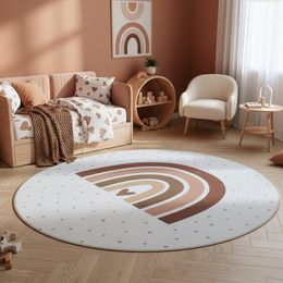 Kinderteppich, H:8mm &Oslash;:120cmcreme, Ayyildiz Teppiche, Teppiche, "COCO 1132 , auch in rund erh&auml;ltlich", Waschbar bei 30 C, rutschhemmend, OEKO-TEX
