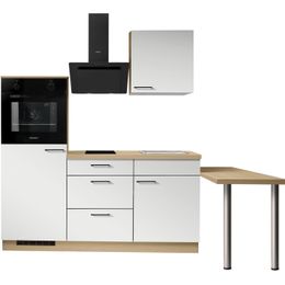 K&uuml;chenzeile KOCHSTATION, B:240cm H:207cm T:60cm, wei&szlig;, Komplettk&uuml;chen-Sets, "KS-Solmera", Breite 240cm, vormontiert, wahlweise mit E-Ger&auml;ten