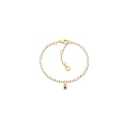 Tommy Hilfiger Damen Tennisarmband "TH TENNIS", 19cm, Edelstahl, gold, Edelstahl, Armb&auml;nder, mit Glasstein - Emaille