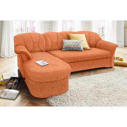 Ecksofa DOMO collection, B:233cm H:84cm T:142cm, orange, Kunstleder SOFTLUX / Struktur ( 100% Polyester);Microfaser PRIMABELLE (100%
