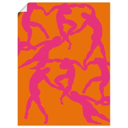 Wandbild Artland, B:90cm H:120cmfarbe bild(er): pink, Papier, Wohnzimmer, Bilder, "Matisse - Der Tanz in pink-orange", als Alubild, Leinwandbild,