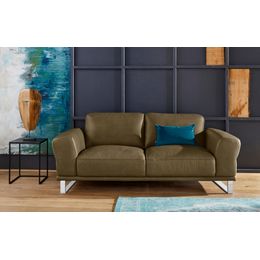 2-Sitzer W.Schillig, B:192cm H:78cm T:94cm, gr&uuml;n, Sofas, "montanaa elegant und edel, bequem, Federkernunterfederung", mit Metallkufen in Chrom