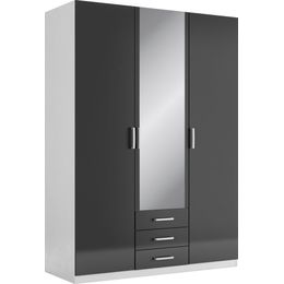 Kleiderschrank Priess, B:140cm H:193cm T:56cm, schwarz-wei&szlig;, Holzwerkstoff, Schlafzimmer, Schr&auml;nke, "Amsterdam, viel Stauraum durch viele