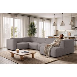 Wohnlandschaft OTTO HOME, B:367cm H:70cm T:206cm, grau, 100% Polyester, Sofas, "Merid U-Form, B: 367 cm", jederzeit durch Module erweiterbar